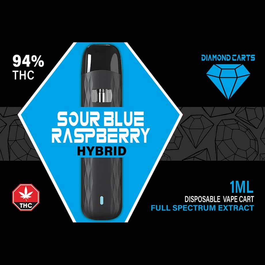 Diamond Carts Disposable Vape - Sour Blue Raspberry - 1ml - GetMyHigh